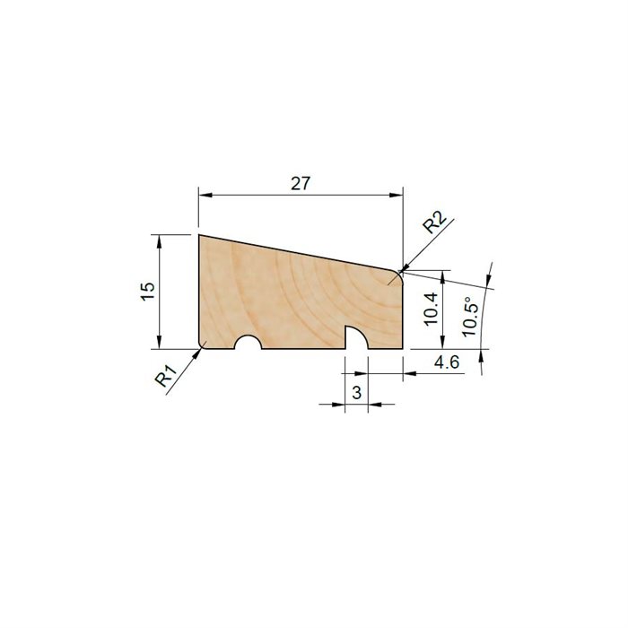 Glasslist 15 x 27 mm - 3 m lang